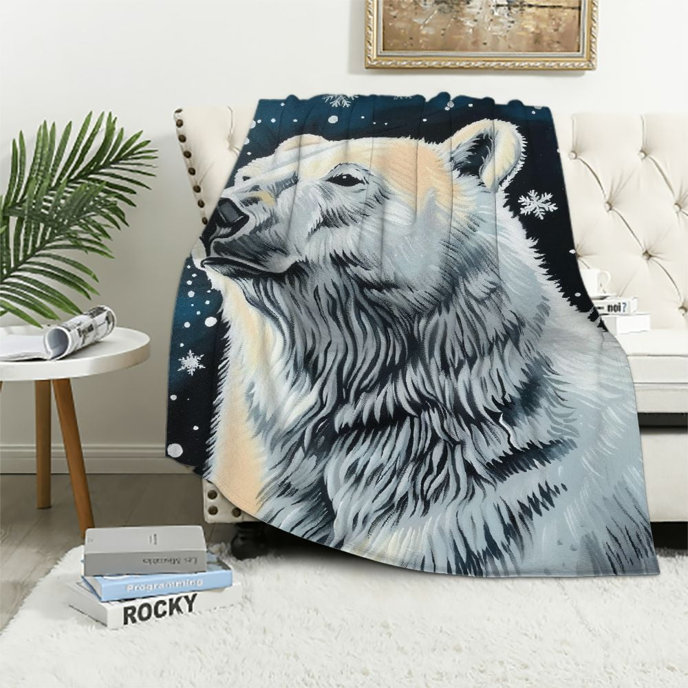 Shiartex Polar Bear Blanket Soft Cozy Polar Bear Animal Throw Blanket ...