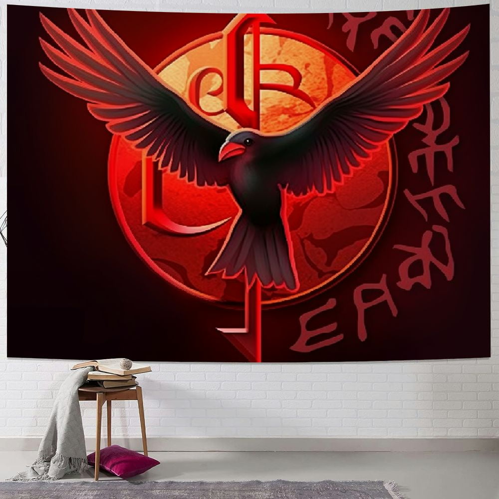 Shiartex Psychedelic Norse Viking Tapestry Red Wall Hanging Raven ...