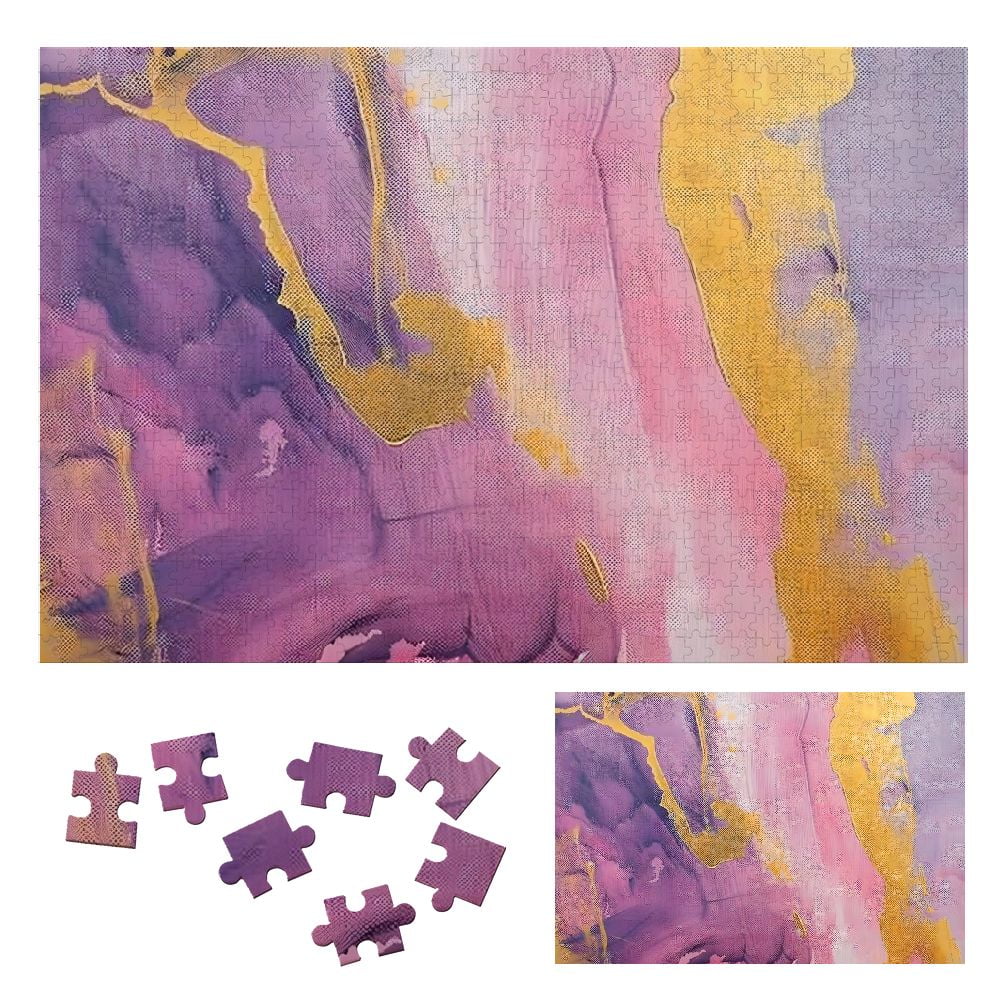 Shiartex Purple Yellow Abstract Painting Print Wooden Jigsaw Puzzle for ...