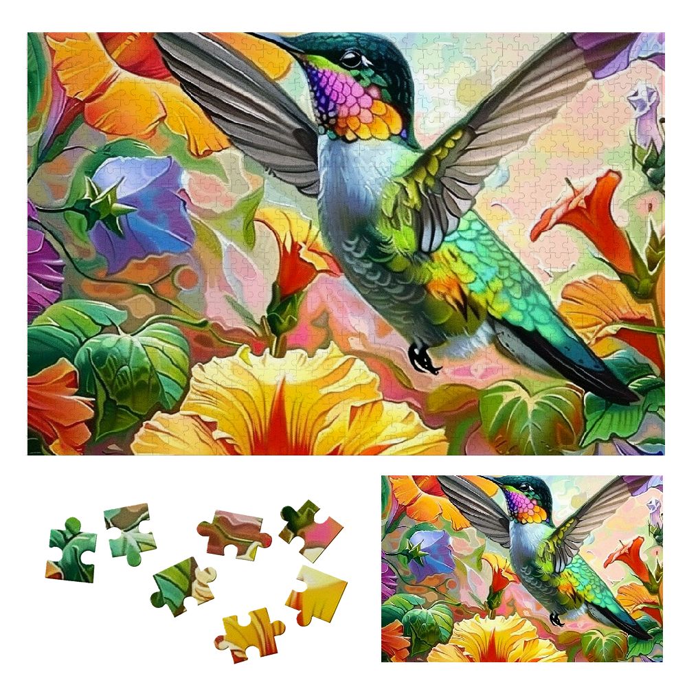 Shiartex Puzzle for Adults, Jigsaw Puzzle,Flower Hummingbird Jigsaw ...