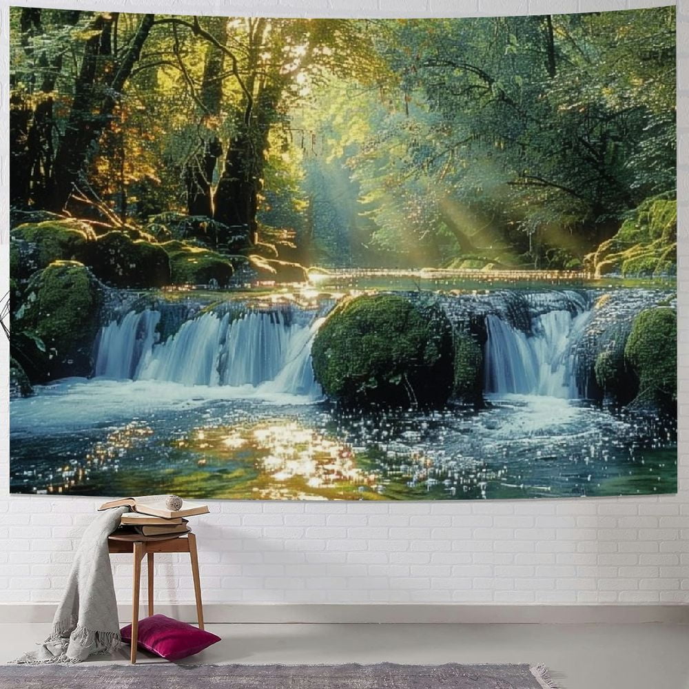 Shiartex Rainforest Tapestry, Foliage Jungle Misty Mountains Waterside ...