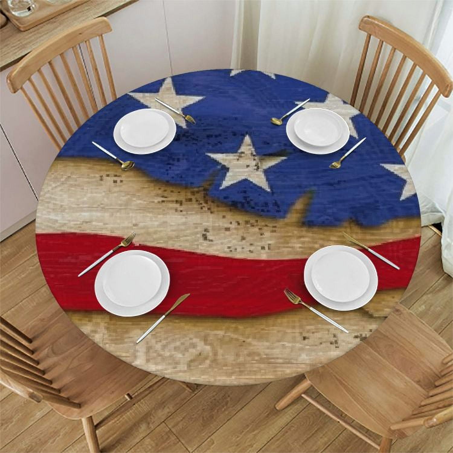 Shiartex Retro American Flag Table Cloth Patriotic Round Tablecloth ...