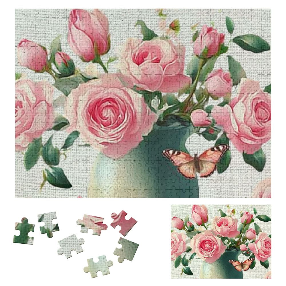 Shiartex Roses Butterfly Wooden Jigsaw Puzzle for Adults, Premium Eco ...