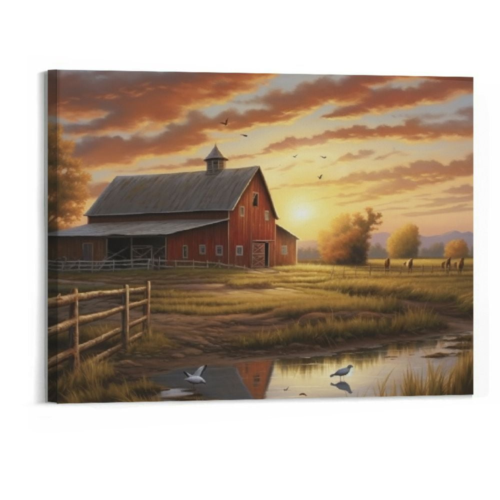 Shiartex Rustic Barn Wall Decor, Barn Picture Canvas Wall Art for ...