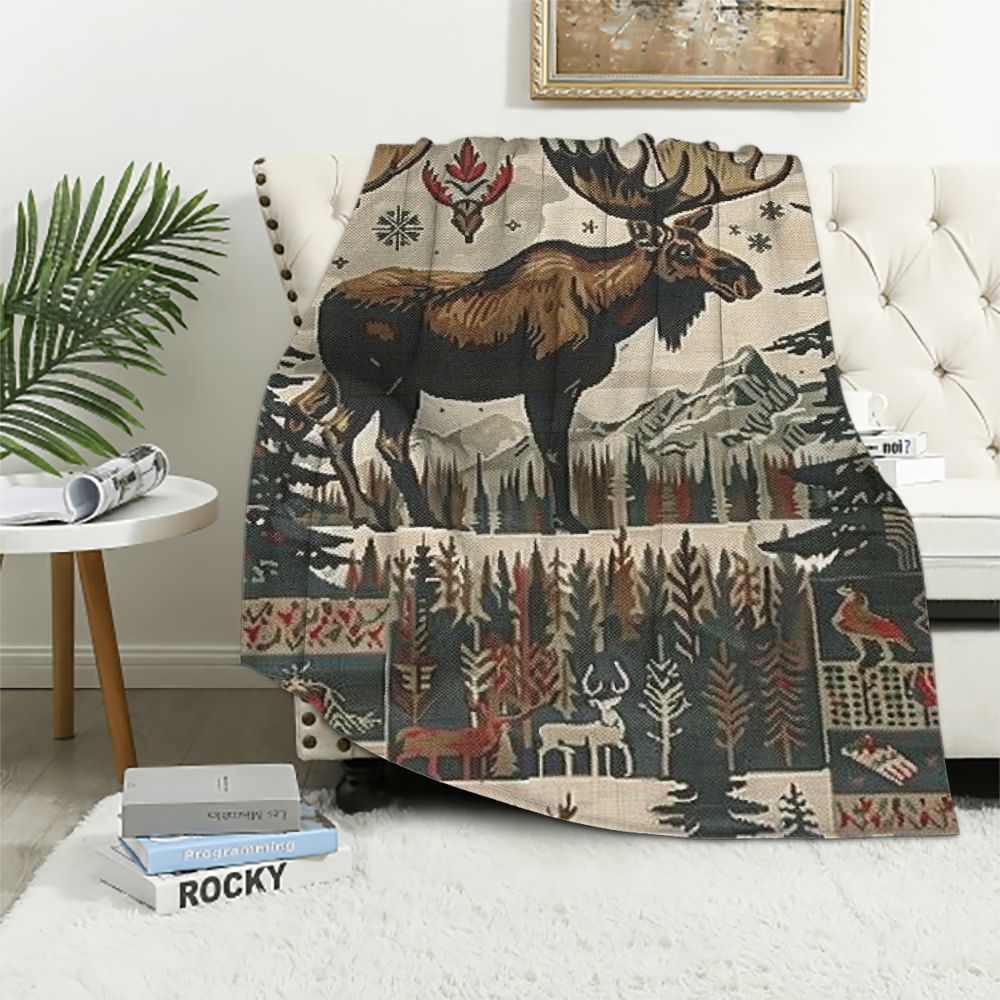 Shiartex Rustic Bear Flannel Blankets, Vintage Bear Cottage Country ...