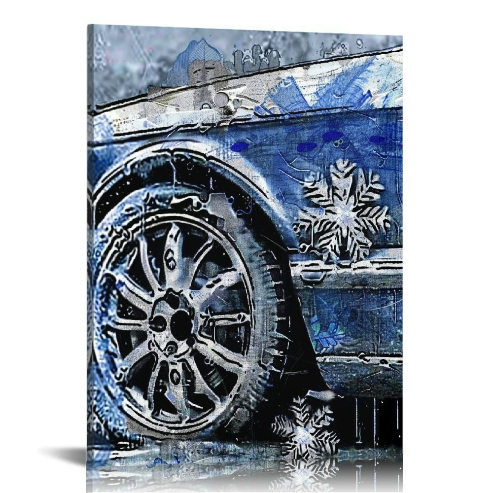 Shiartex Rustic Car Canvas Wall Art Old Car with Mechanical Gear ...