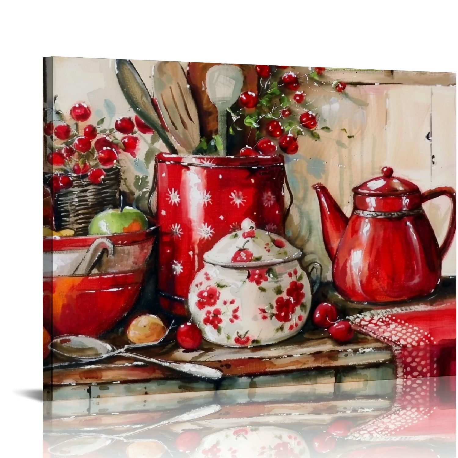 Shiartex Rustic Kitchen Wall Art Food Wall Art Decor Fruit Painting ...