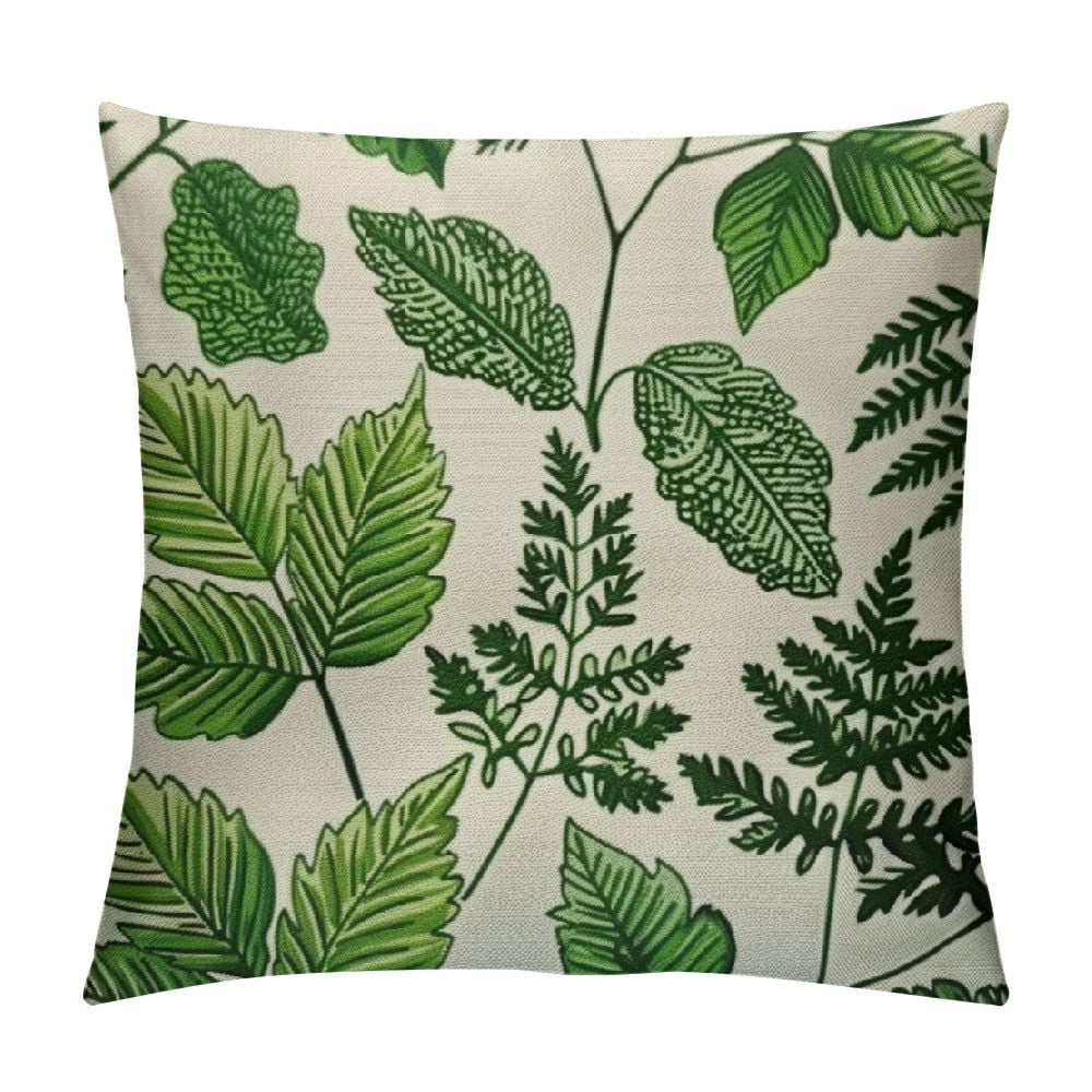 Shiartex Sage Green Leaf Plant Lumbar Pillow Covers Tropical Fern Herbs ...