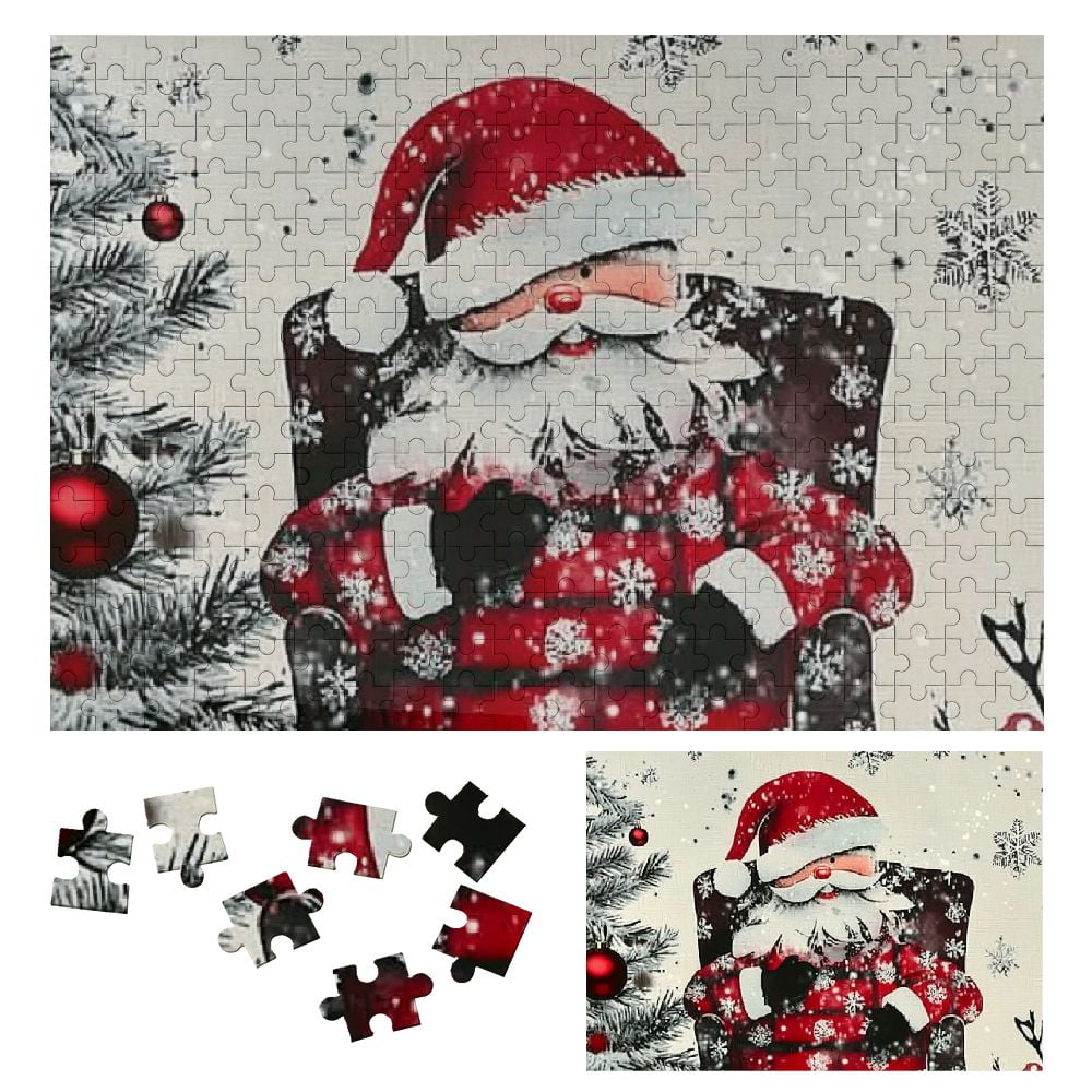Shiartex Santa Claus Christmas Tree Snowflakes Wooden Jigsaw Puzzle for ...