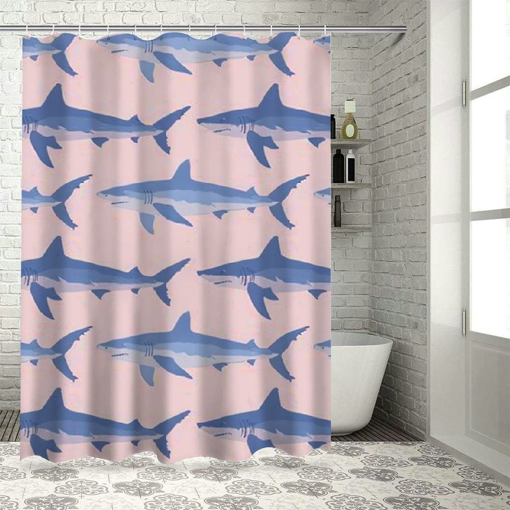 Shiartex Sea Animals Shower Curtain, Sharks Swimming Horizontal ...