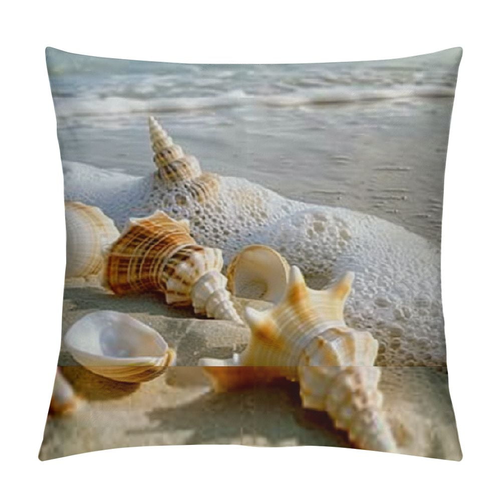 Shiartex Sea Shells Beach Wave Pillow Covers Summer Nautical Pillow ...