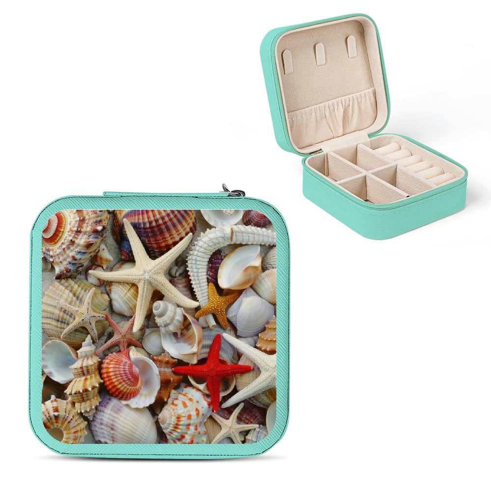 Shiartex Sea Shells Starfish Beach Jewelry Box for Travel and Storage ...