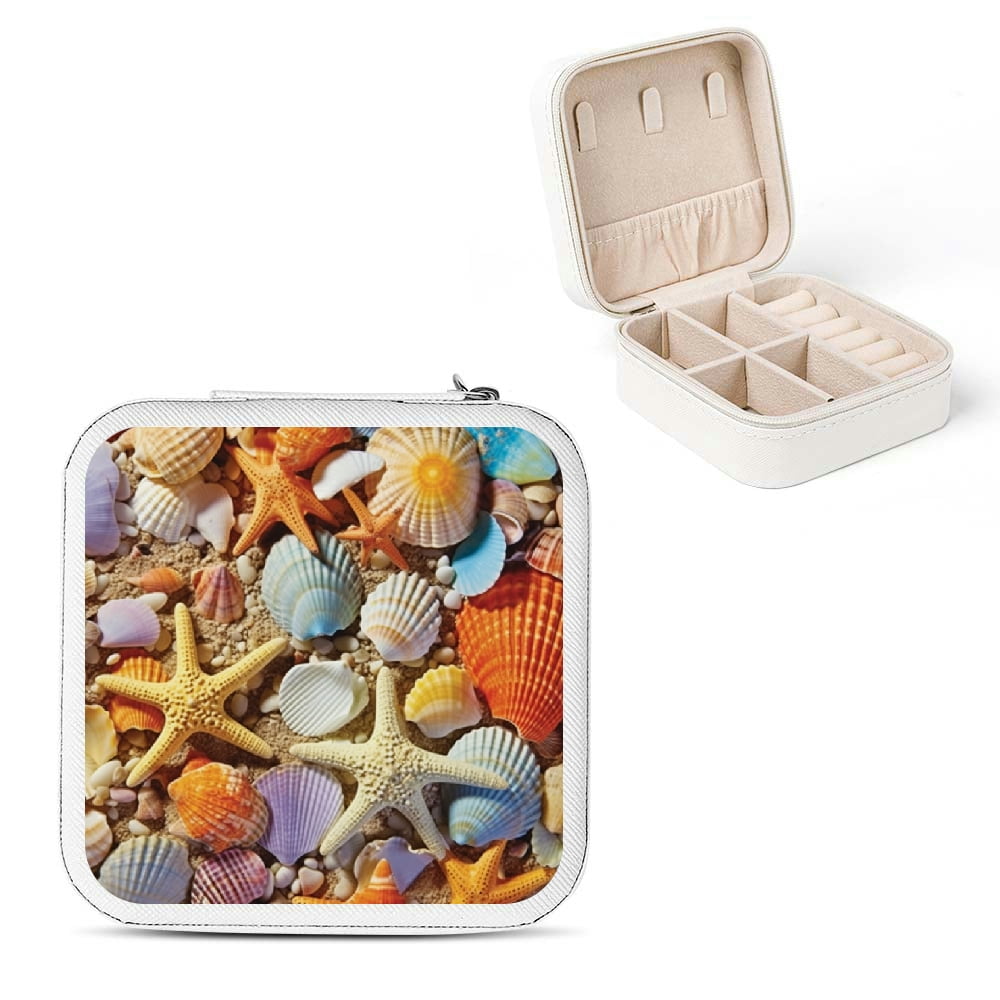 Shiartex Sea Shells Starfish Beach Jewelry Case Organizer Box White ...
