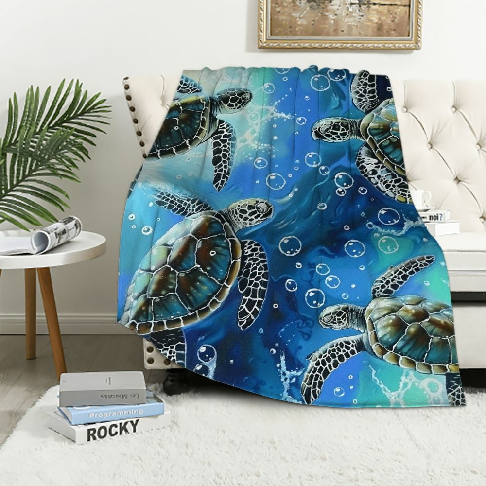 Shiartex Sea Turtle Blanket for Bed, Sea Turtle Throw Blanket for Women ...