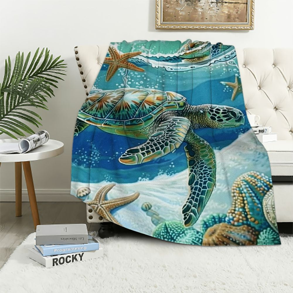 Shiartex Sea Turtle Ocean Life Blanket Lightweight Cozy Ultra-Soft ...