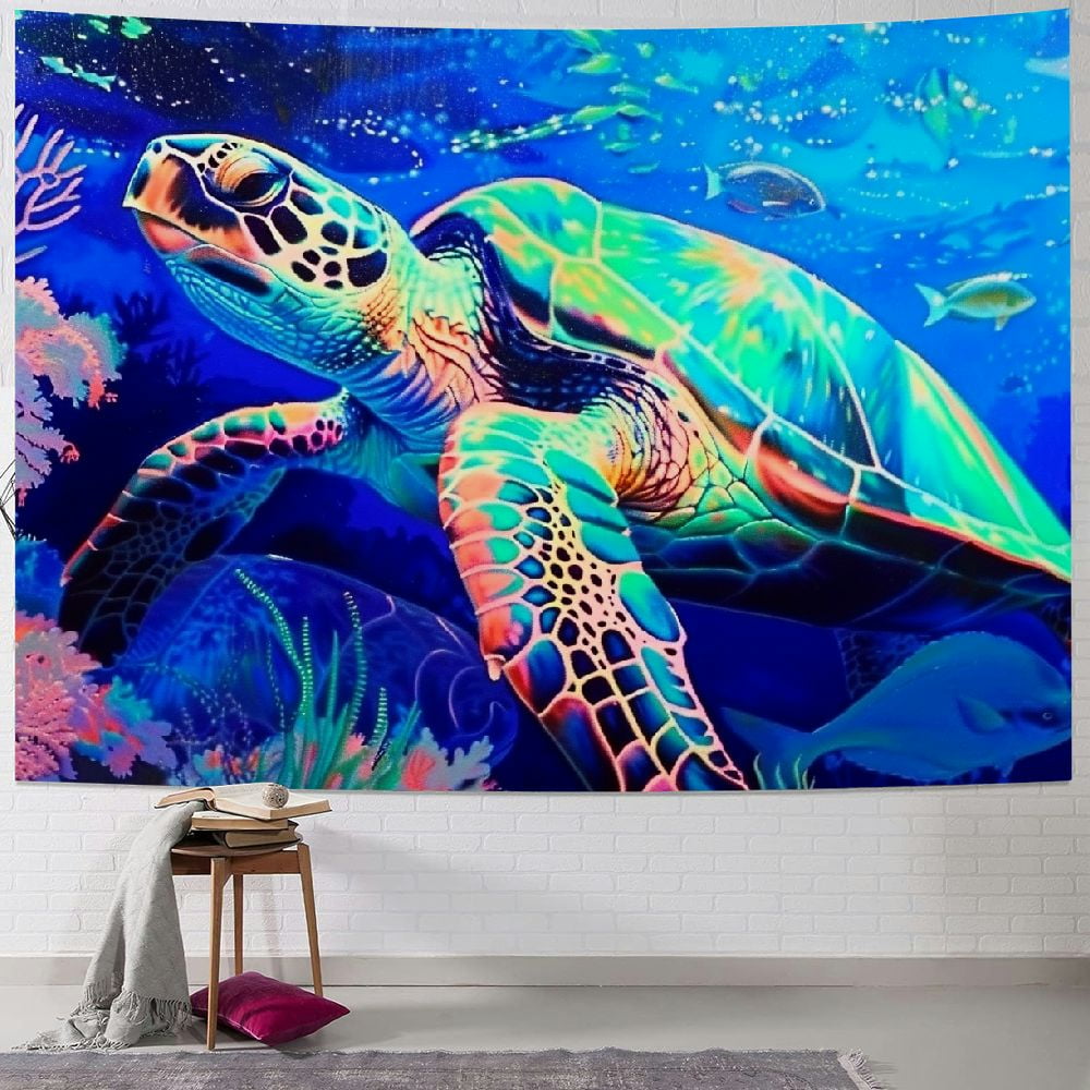 Shiartex Sea Turtle Tapestry, Ocean Tapestry Wall Hanging, Undersea ...