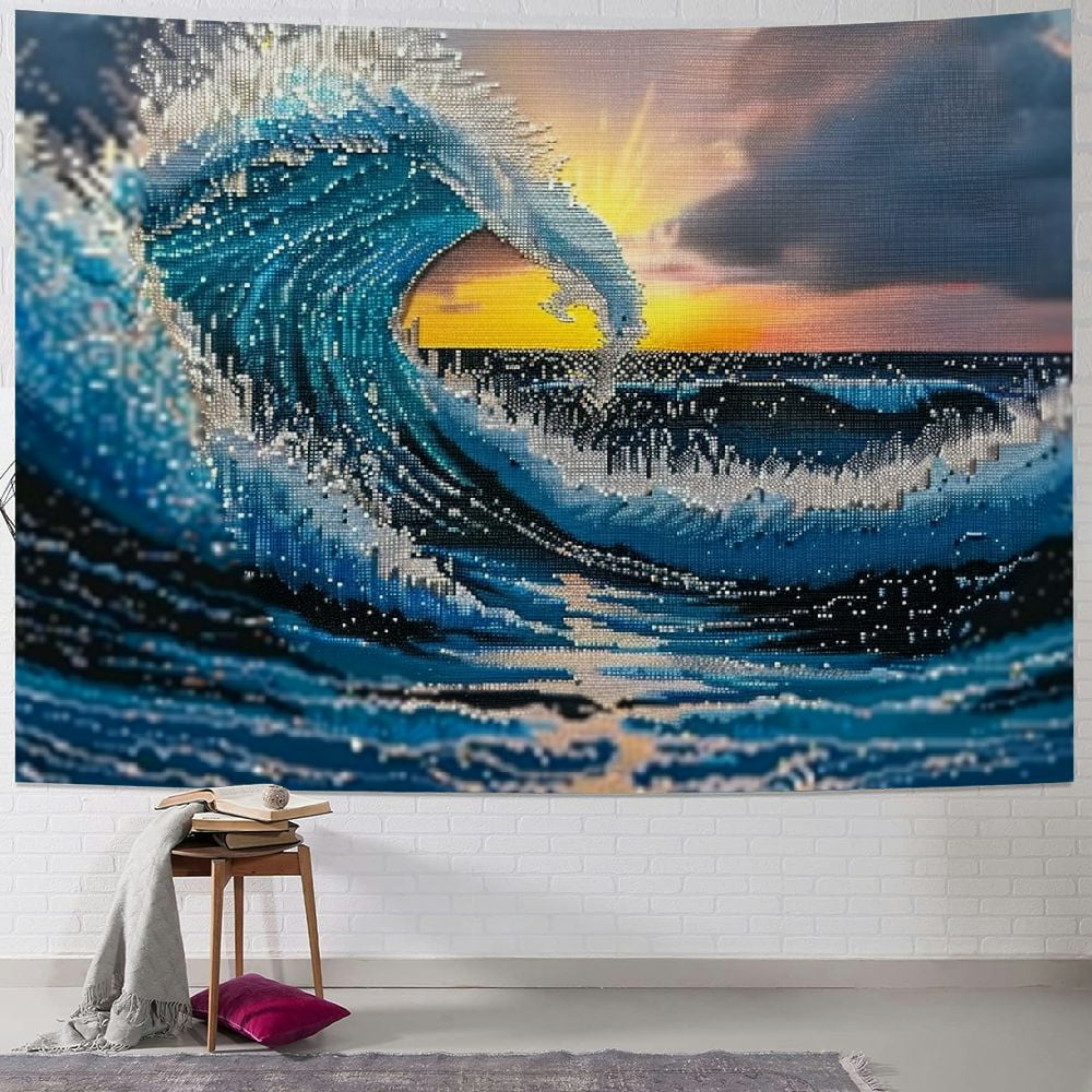 Shiartex Sea Wave Sunset Tapestry Wall Hanging, Anime Ocean Wave ...