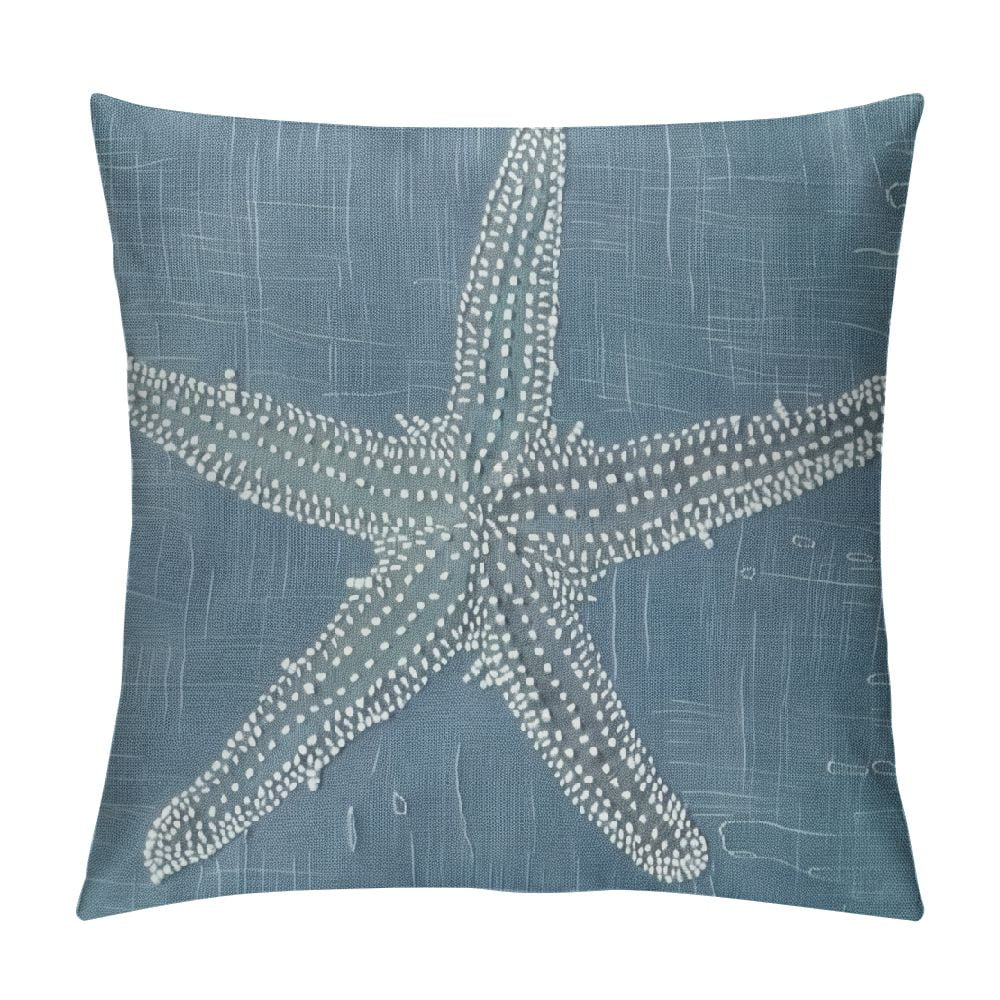 Shiartex Seafoam Blue Starfish Pillow Cover Pillow Covers , Coastal ...