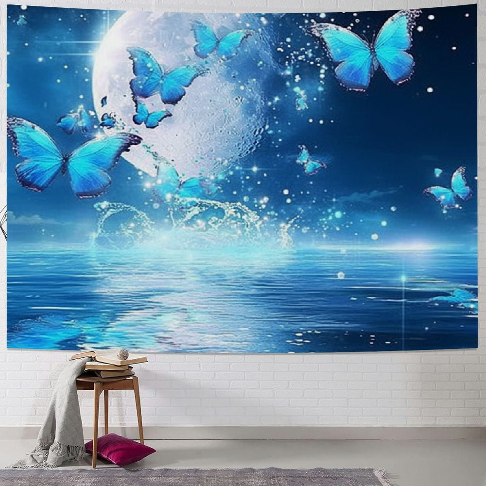 Shiartex Small Full Moon over Ocean Tapestry Wall Hanging Psychedelic ...
