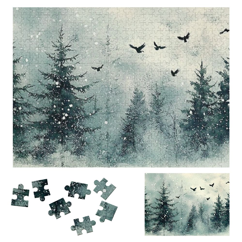 Shiartex Snowy Forest Birds Trees Wooden Jigsaw Puzzle for Adults ...