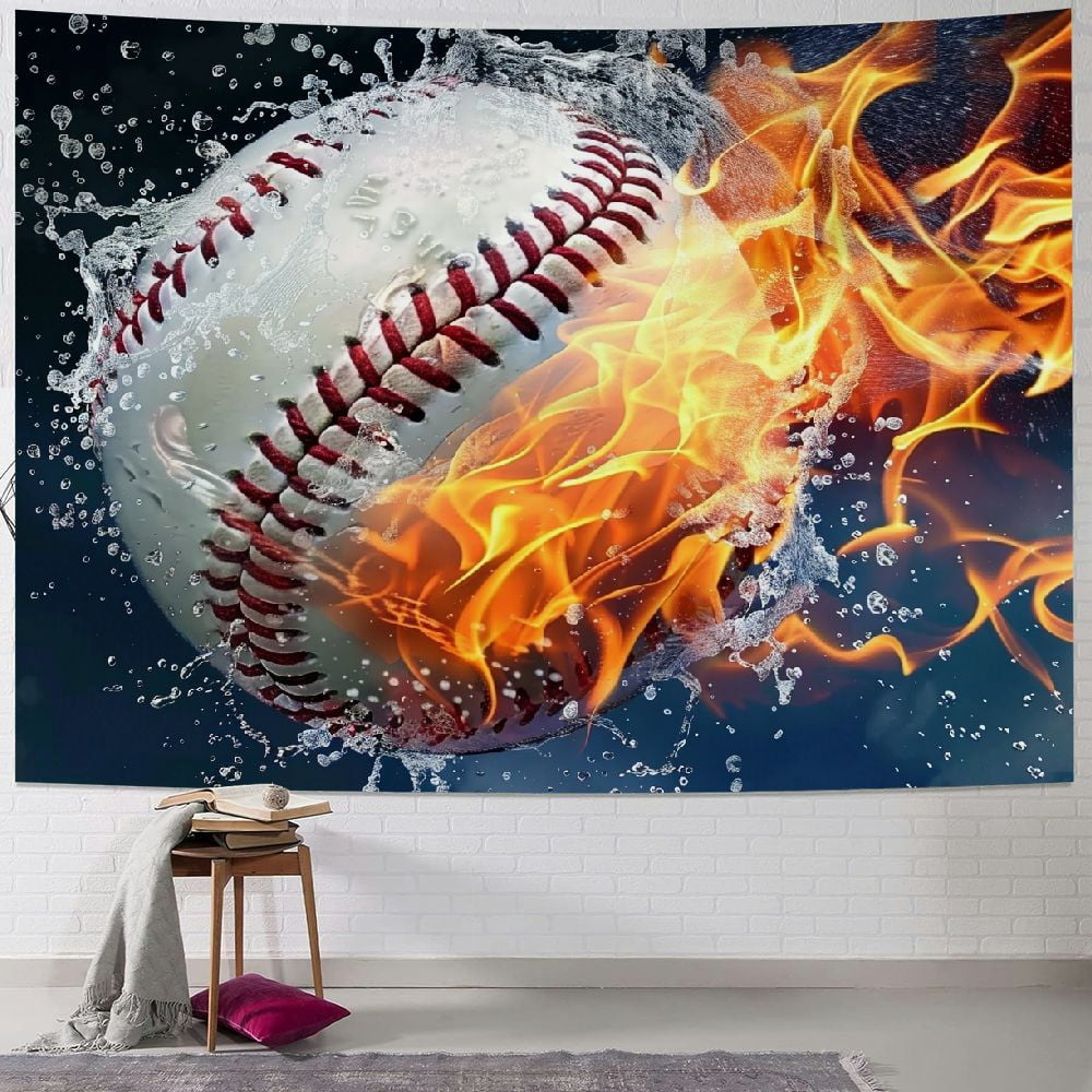 Shiartex Sports Tapestry, Baseball Ball and Water Splashing Thunder ...