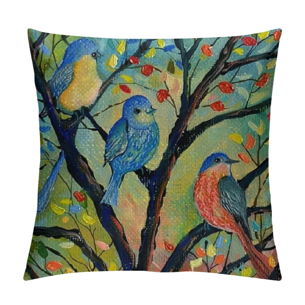 Shiartex Spring Birds Pillow Covers , Outdoor Farmhouse Birds Pillow ...