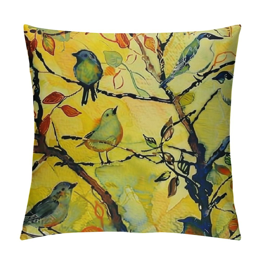 Shiartex Spring Birds Pillow Covers , Outdoor Farmhouse Birds Pillow ...