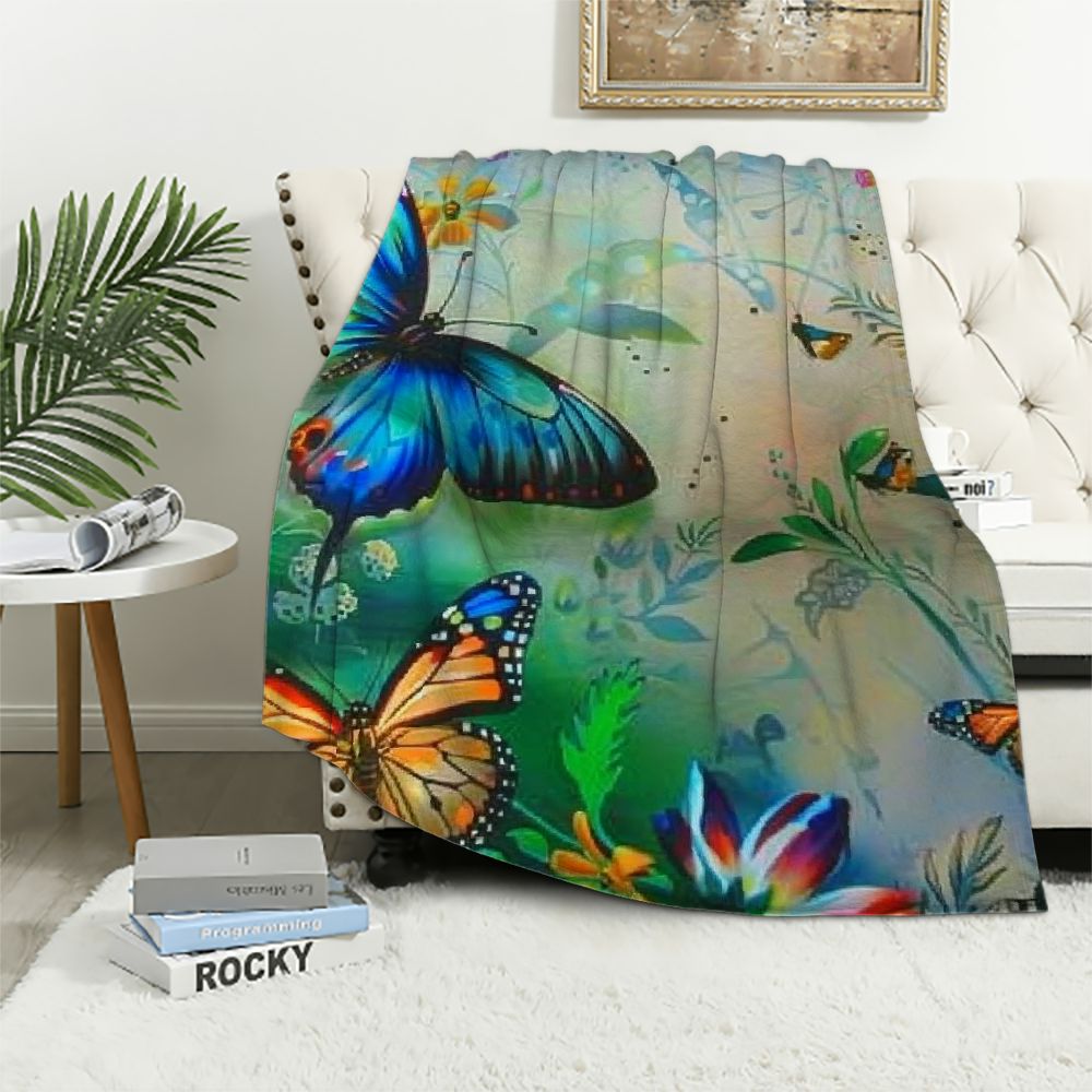 Shiartex Spring Blanket Green Leaves Flowers Floral Throw Sky Decor ...