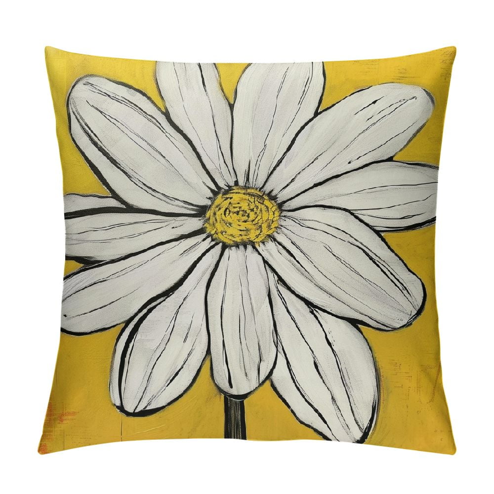 Shiartex Spring Daisy Pillow Covers 18x18 Cute Floral Yellow Summer ...