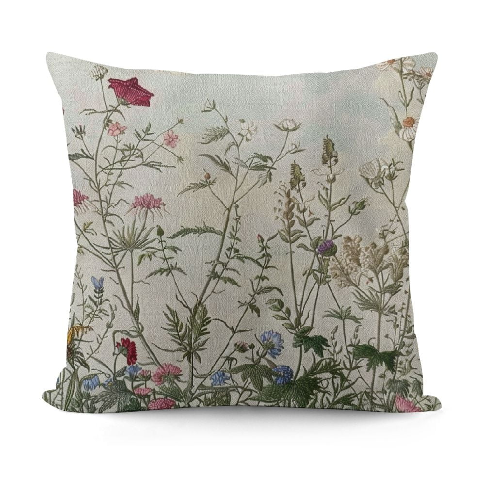 Shiartex Spring Flower Pillow Covers, Green Herbs Plant Leaf Floral ...