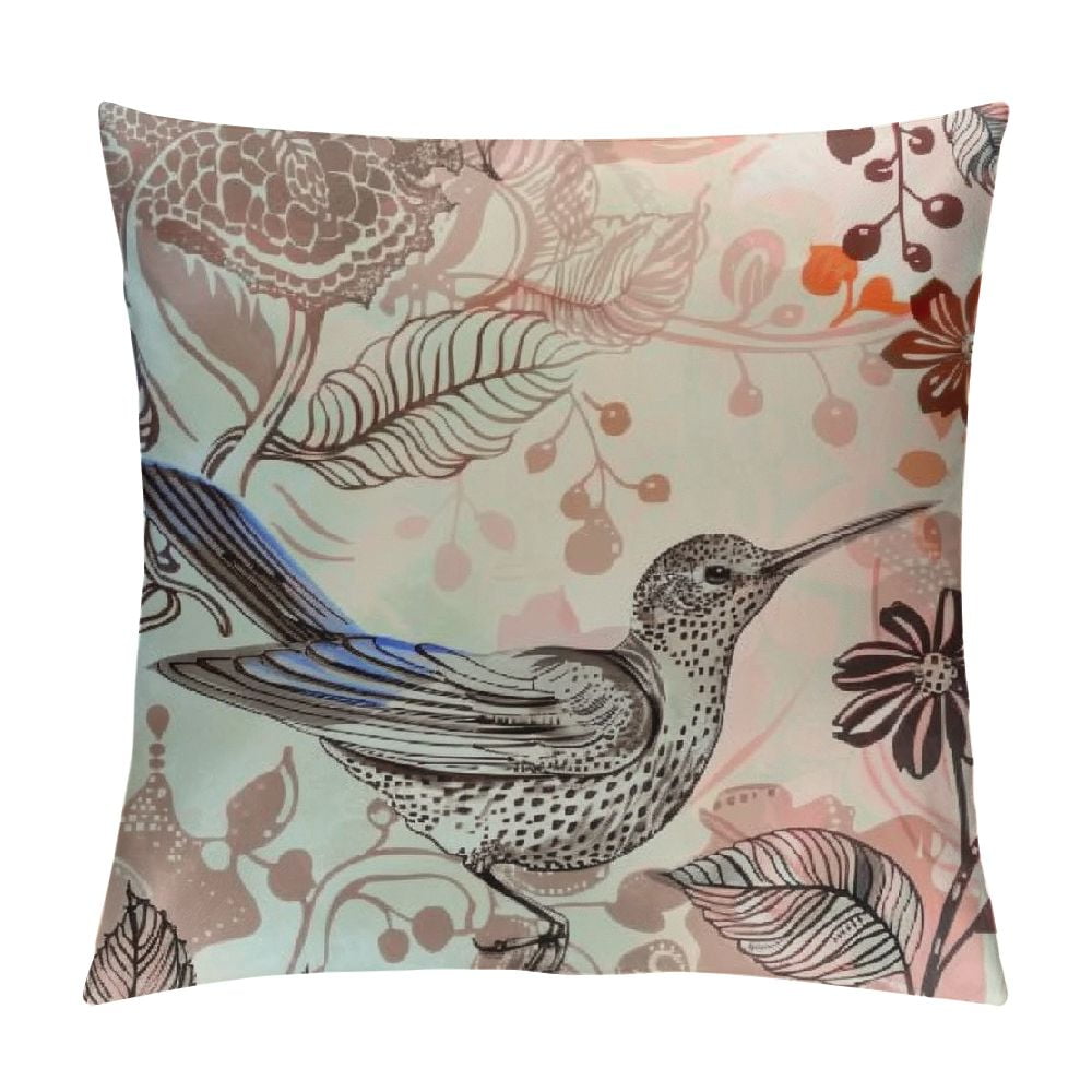Shiartex Spring Hummingbird Flowers Throw Pillow Covers Pillow Cases ...