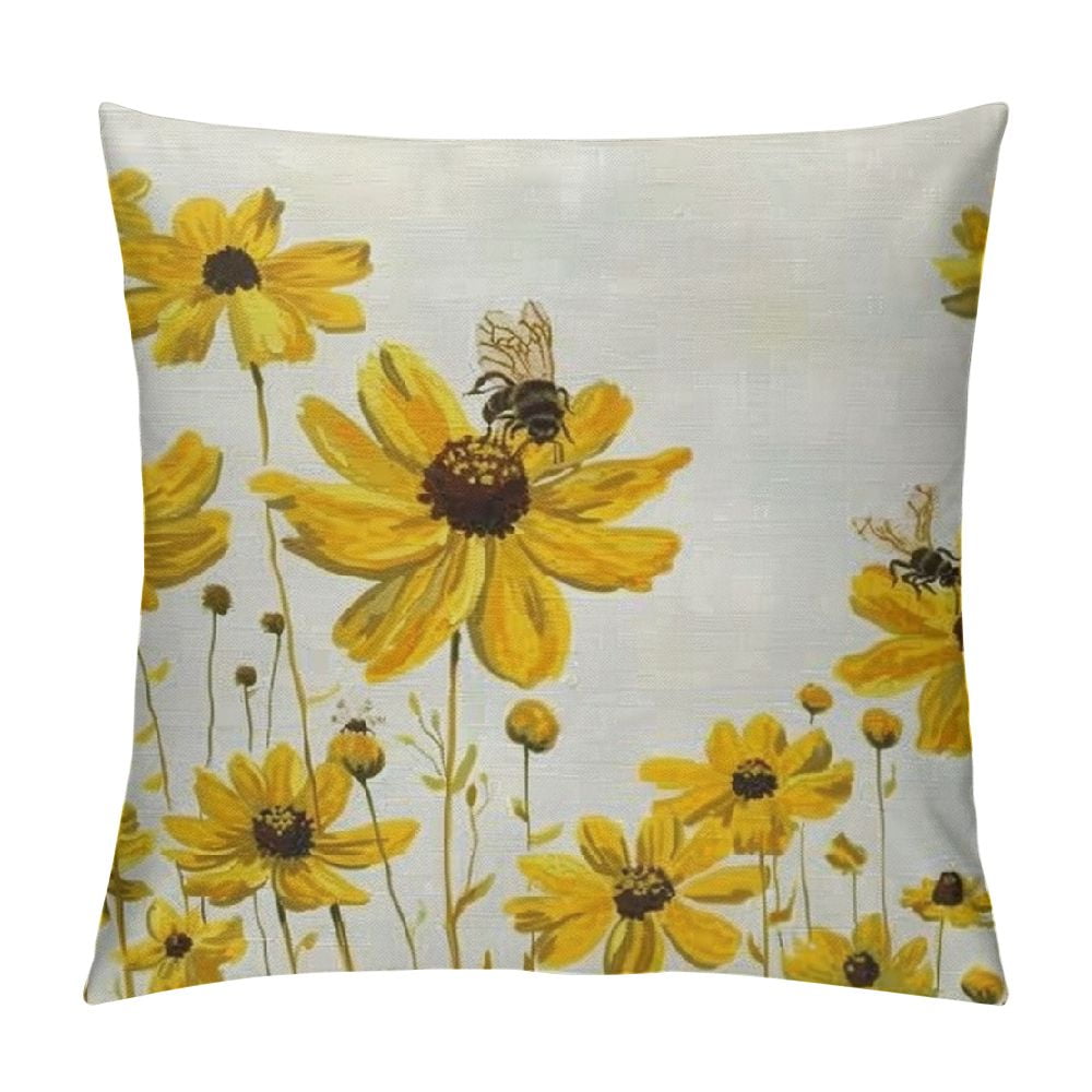 Shiartex Spring Pillow Cover Daisy Bee Decorations Seasonal Summer ...