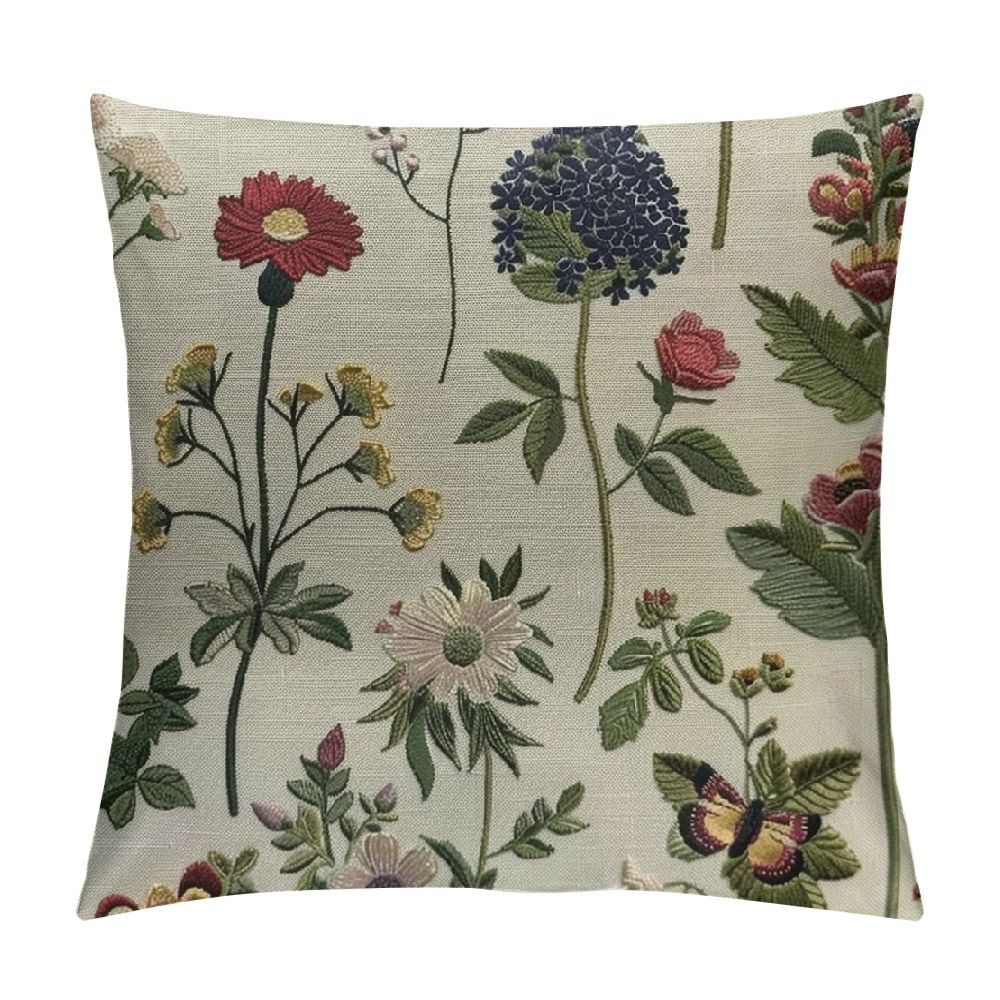 Shiartex Spring Pillow Covers 18x18 , Herb Wild Floral Decorative Throw ...