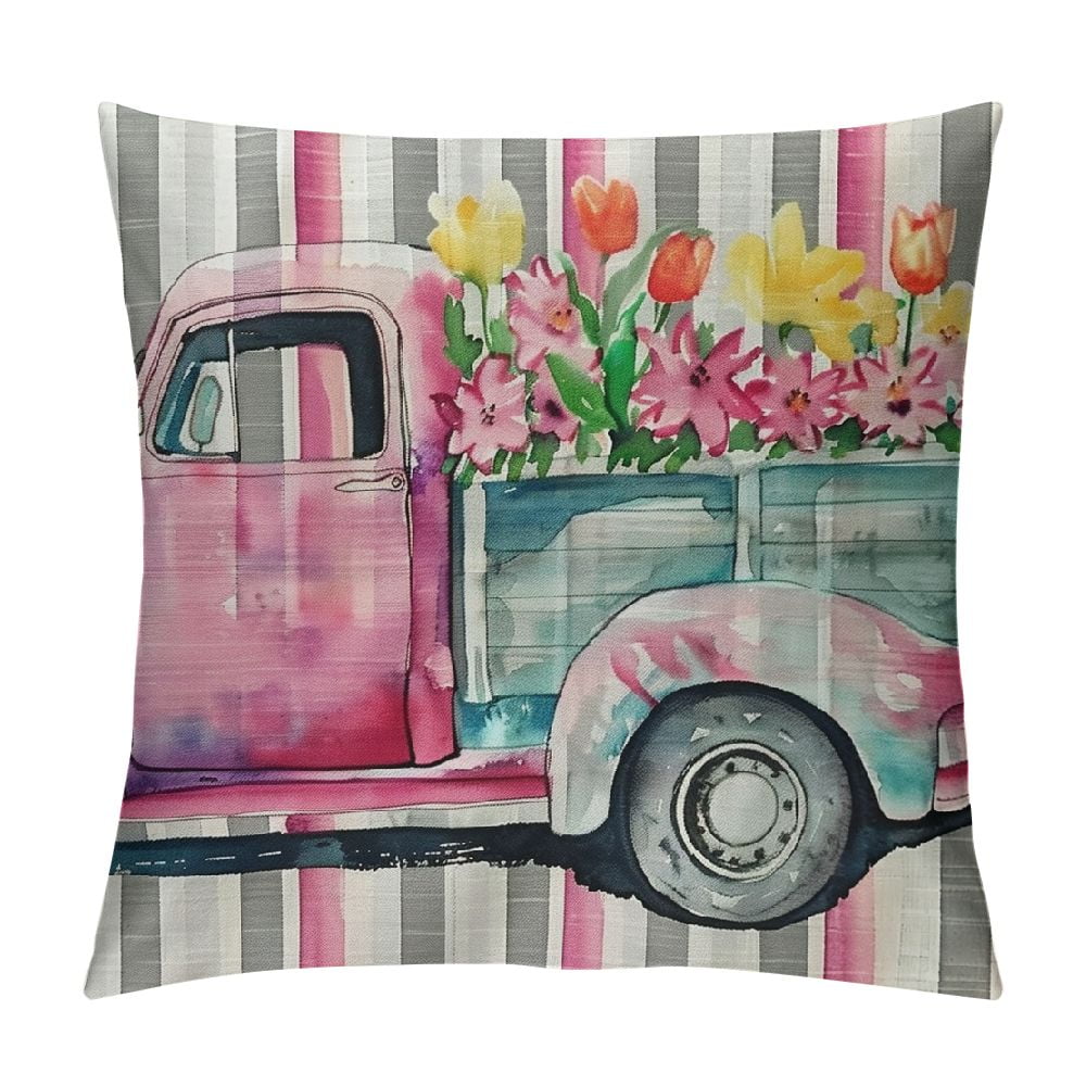 Shiartex Spring Pillow Covers 18x18 Pink Farmhouse Throw Pillowcases ...