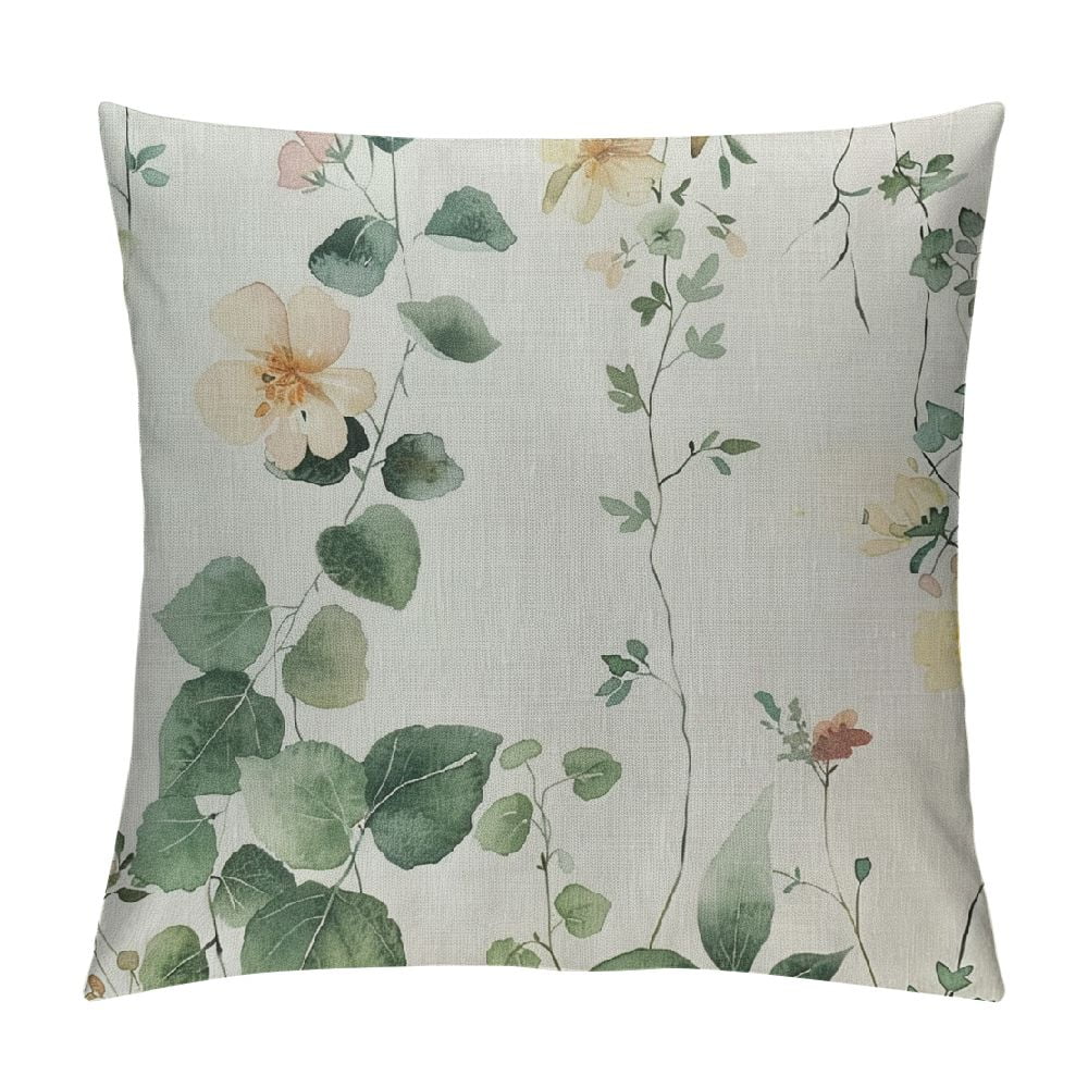 Shiartex Spring Pillow Covers, Sage Green Beige Watercolor Flower Decor ...