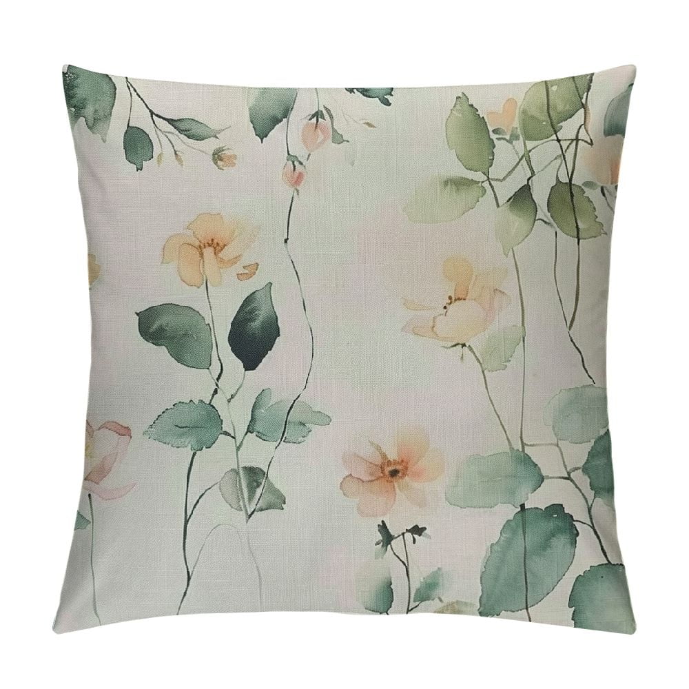 Shiartex Spring Pillow Covers, Watercolor Sage Green Flower Decorative ...