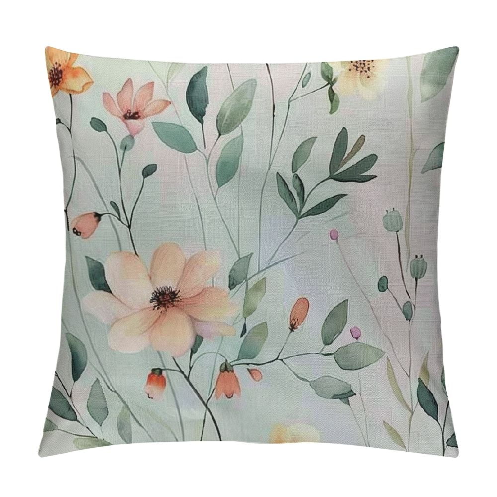 Shiartex Spring Pillow Covers , Watercolor Sage Green Flower Decorative ...