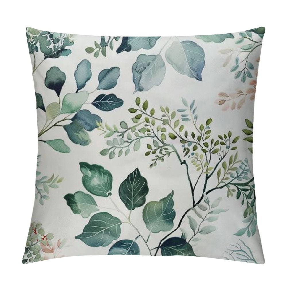 Shiartex Spring Sage Green Pillow Covers ,Watercolor Eucalyptus Floral ...