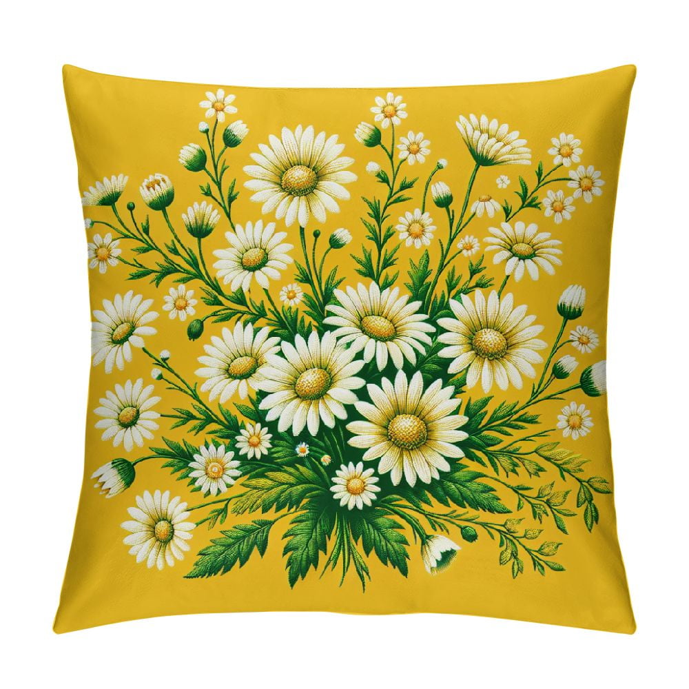 Shiartex Spring Summer Daisy Pillow Covers Watercolor White Flower ...