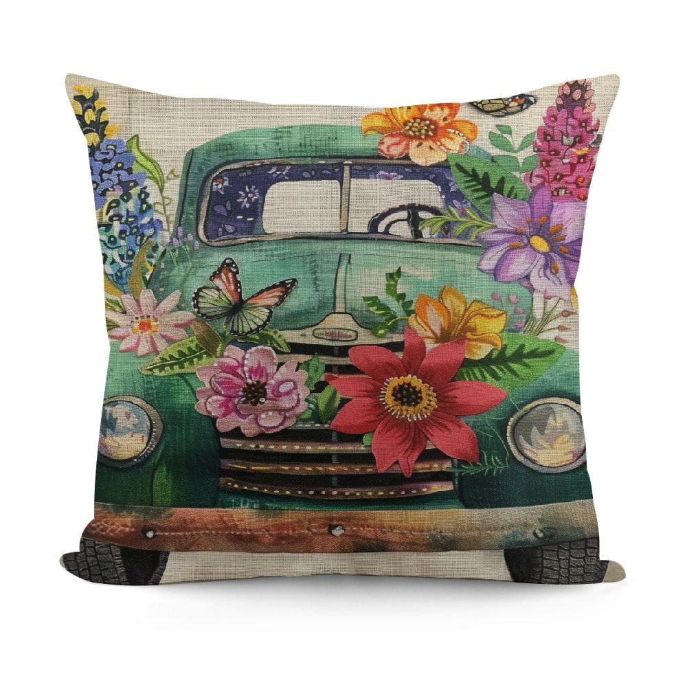 Shiartex Spring Throw Pillow Covers Truck Spring Decorative Pillows for ...
