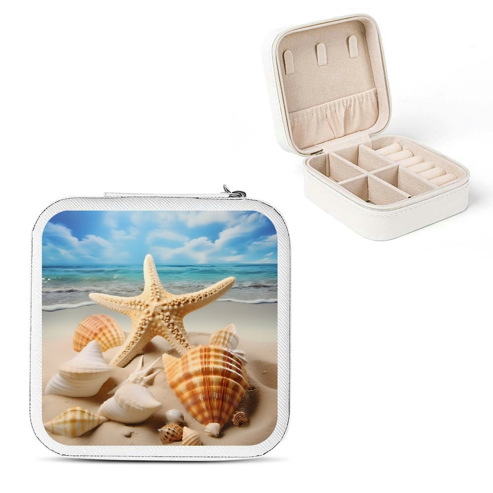Shiartex Starfish Seashell Beach Jewelry Box for Necklace, Ring ...