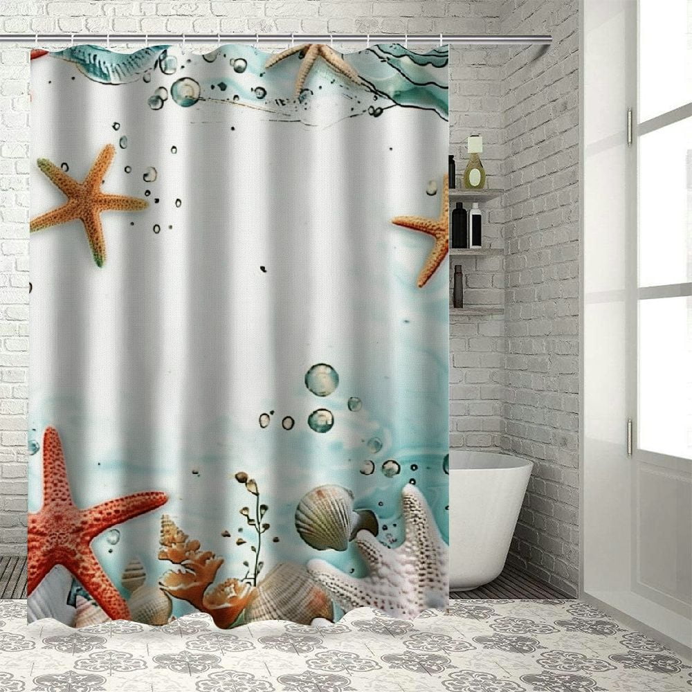 Shiartex Starfish Seaweed Clawfoot Tub Shower Curtain Bathtub Wrap ...
