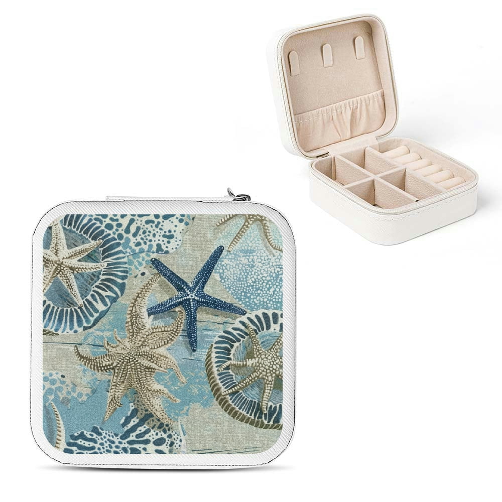 Shiartex Starfish Shells Wallpaper Jewelry Organizer Gift Box White ...