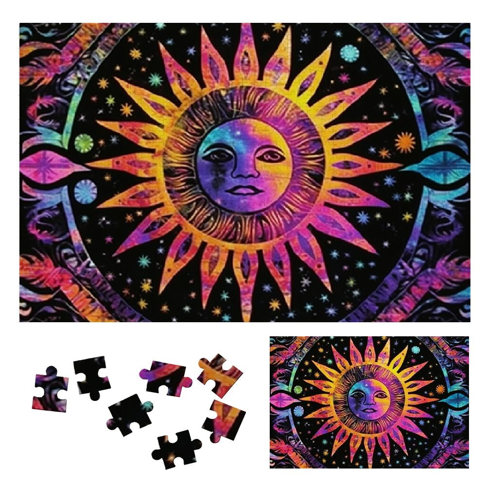 Shiartex Sun Moon Colorful Design Wooden Jigsaw Puzzle, Challenging ...