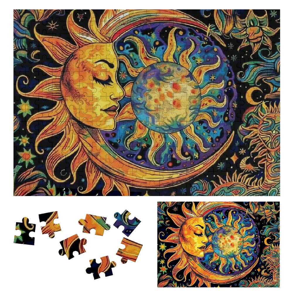 Shiartex Sun Moon Psychedelic Art Wooden Jigsaw Puzzle for Adults and ...