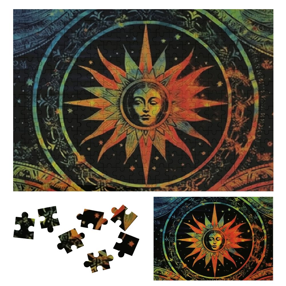 Shiartex Sun Moon Stars Print Wooden Jigsaw Puzzle Game for Family ...