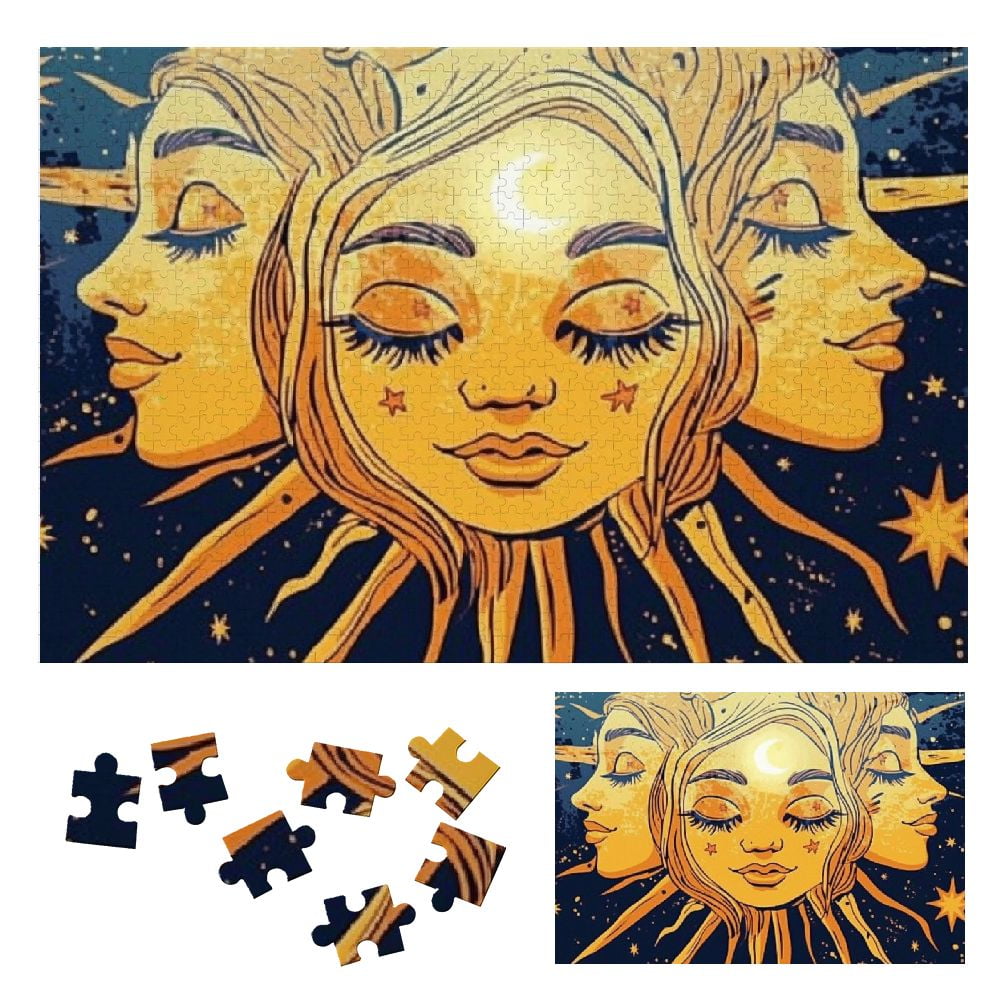 Shiartex Sun Moon Stars Wooden Jigsaw Puzzle, Impossible Hard Challenge ...