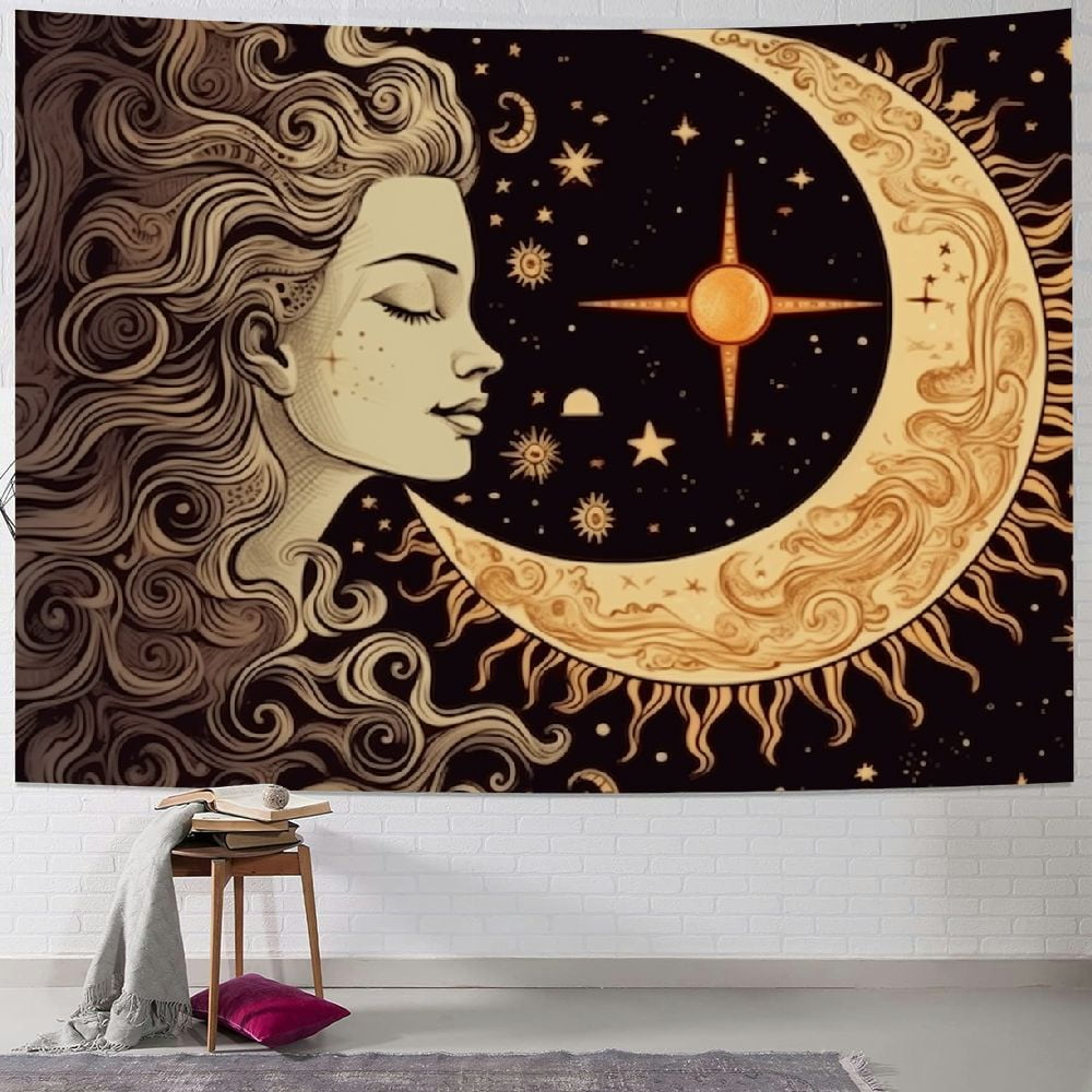 Shiartex Sun and Moon Tapestry, Aesthetic Black Dark Spiritual ...