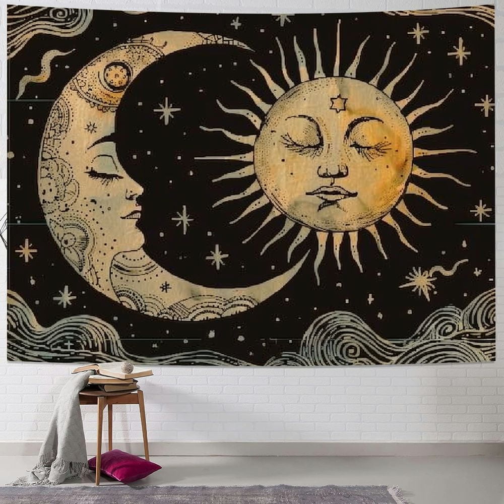 Shiartex Sun and Moon Tapestry, Aesthetic Black Dark Spiritual ...
