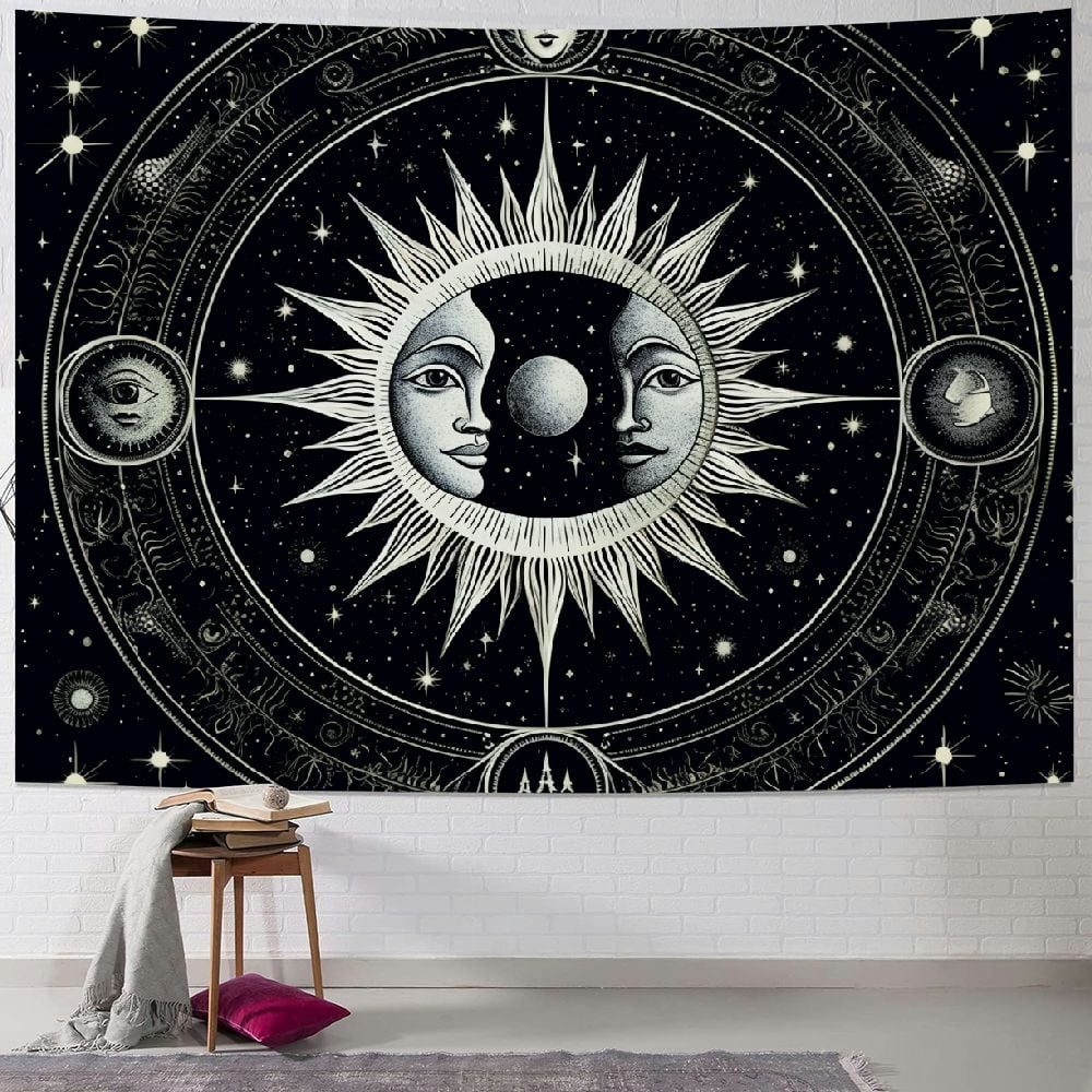 Shiartex Sun Moon Tapestry Wall Hanging Stars Space Psychedelic Wall ...